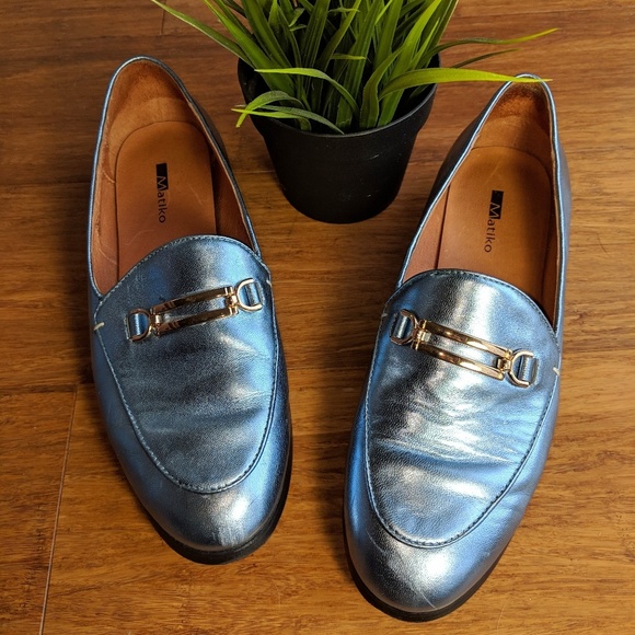 Matiko | Shoes | Matiko Metallic Blue Gold Loafers Flats Shoes | Poshmark